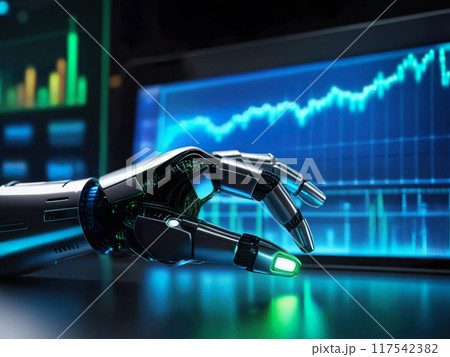 the robot analyzes graphs. artificial...のイラスト素材 [117542382] - PIXTA