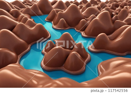 a rectangular piece of chocolate floats in a...のイラスト素材 [117542556] - PIXTA