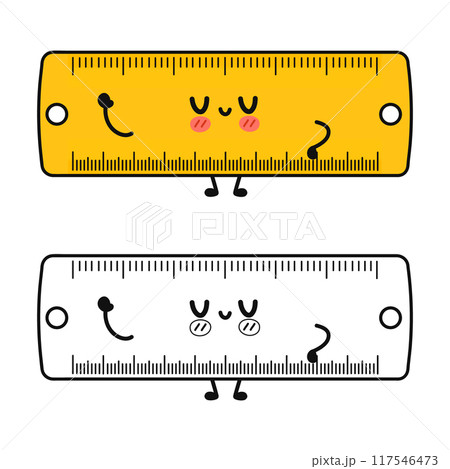 Funny cute happy Ruler characters bundle set....のイラスト素材 [117546473] - PIXTA