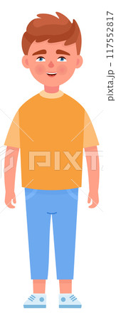 Cartoon boy. Child front view. Kid characterのイラスト素材 [117552817] - PIXTA