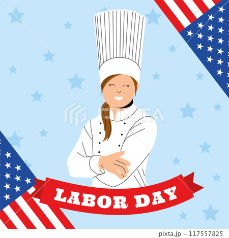 Smiling chef worker celebrating Labor Day Vectorのイラスト素材 [117557825] - PIXTA