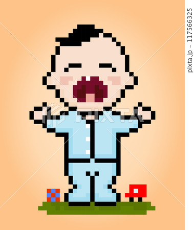 Pixel baby boy is crying. Vector Illustration...のイラスト素材 [117566325] - PIXTA