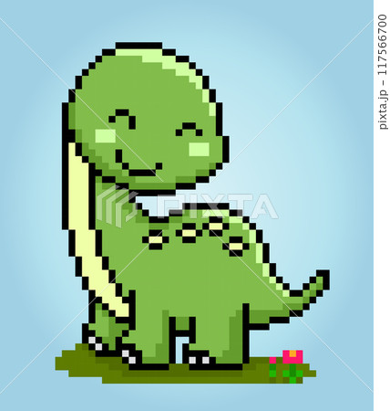 8 bit dinosaur pixels. Animals in vector...のイラスト素材 [117566700] - PIXTA