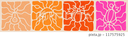 Set of 70s autumn wall art background....のイラスト素材 [117575925] - PIXTA