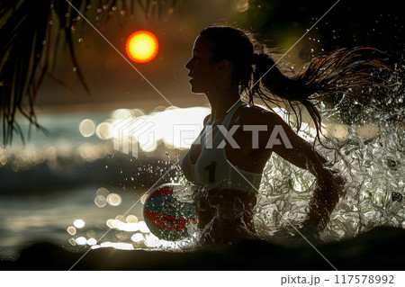 Dynamic action of an athlete at the World Beach...のイラスト素材 [117578992 ...