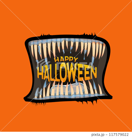 Vector Happy Halloween greeting card and poster...のイラスト素材 [117579022 ...