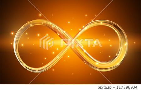 Gold shining infinity symbol. Glowing infinity...のイラスト素材 [117596934 ...