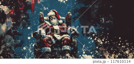 Santa Claus on abstract art backgroundのイラスト素材 [117610114] - PIXTA