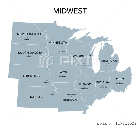 Midwest, census region of the United States of...のイラスト素材 [117611028 ...