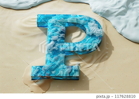 A large letter P made of blue and pink glass...のイラスト素材 [117628810] - PIXTA