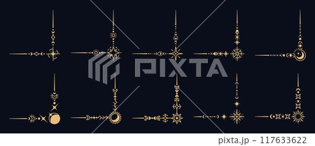Magic celestial border corners. Vector set of...のイラスト素材 [117633622] - PIXTA