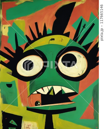 abstract expressionist creepy cute cartoon...のイラスト素材 [117665146] - PIXTA