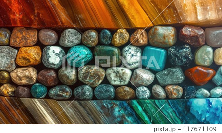 Colorful stones embedded in metallic surfaceのイラスト素材 [117671109] - PIXTA