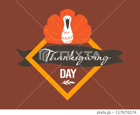 Thanksgiving Day Turkey Emblem Badgeのイラスト素材 [117678274] - PIXTA