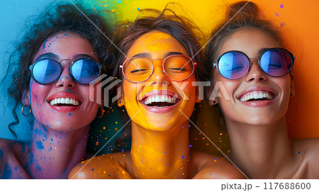 Heartwarming Laughter in Vibrant Watercolor -...のイラスト素材 [117688600] - PIXTA