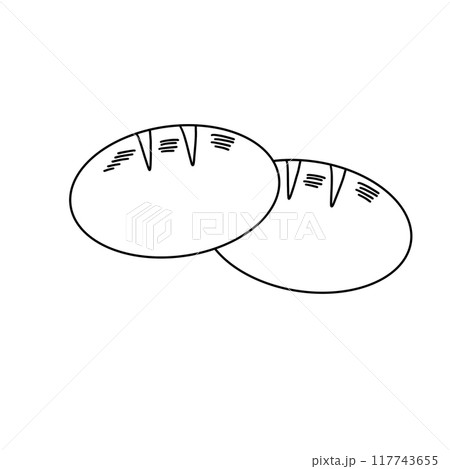 Two round breads are shown in a white backgroundのイラスト素材 [117743655] - PIXTA