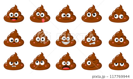Collection of Cute funny poop with different...のイラスト素材 [117769944] - PIXTA