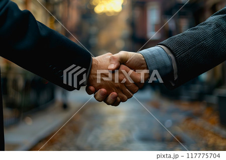 powerful handshake Male businessmen...のイラスト素材 [117775704] - PIXTA