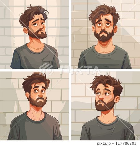 Offender mugshot cartoon scenes. Grown man...のイラスト素材 [117786203] - PIXTA