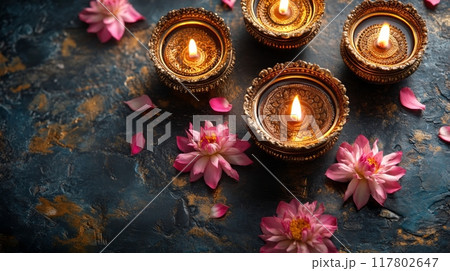 Traditional decorative oil lamps and spices...のイラスト素材 [117802647] - PIXTA