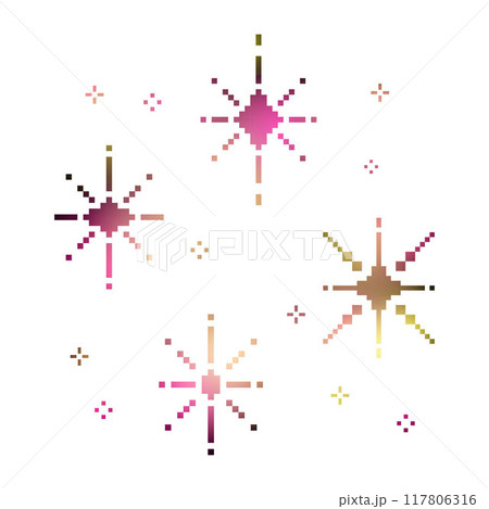 Gradient sparkle stars pixel art styleのイラスト素材 [117806316] - PIXTA