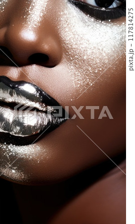 Closeup of beautiful black woman. Stylish...のイラスト素材 [117814275] - PIXTA