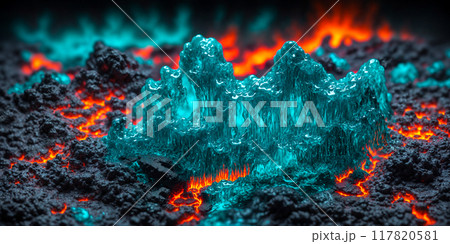 Beautiful transparent pure cyan crystal with...のイラスト素材 [117820581] - PIXTA