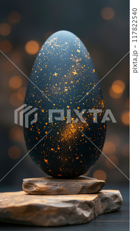 Celestial Magic Easter Egg with Golden Stars on...のイラスト素材 [117822540 ...
