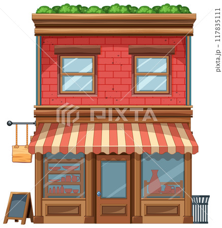 Charming Two-Story Brick Storefrontのイラスト素材 [117835111] - PIXTA