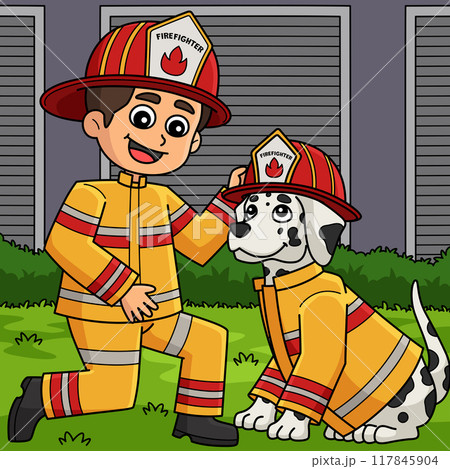 Firefighter Dog Cartoon