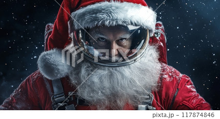 Astronaut santa claus wearing space suit posing...のイラスト素材 [117874846 ...