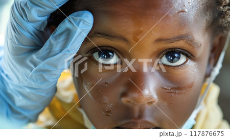 A sick African child. Medical examination of a...のイラスト素材 [117876675 ...