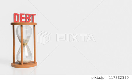 The red debt text on sand clock for business...のイラスト素材 [117882559] - PIXTA