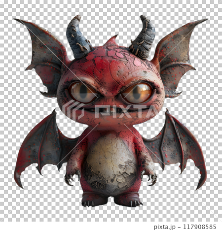Joyful red devil character stands with wide...のイラスト素材 [117908585] - PIXTA