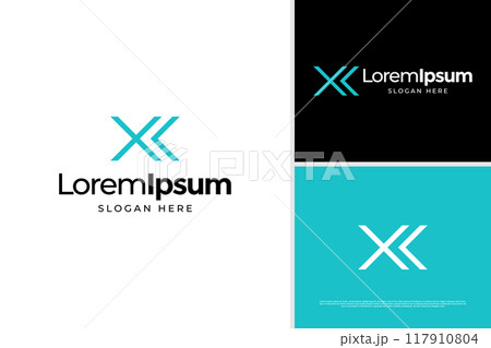 Monogram letter X line logo vector design templateのイラスト素材 [117910804 ...