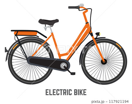 Electric bicycle side view. Urban road bikeのイラスト素材 [117921194] - PIXTA