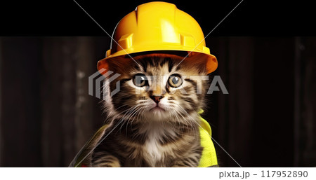 Funny cat builderのイラスト素材 [117952890] - PIXTA