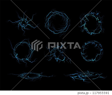 Set of vector glowing round lightning frames....のイラスト素材 [117955591] - PIXTA