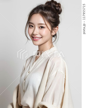 白い無地の服を着た若い女性のイラスト素材 [117955715] - PIXTA