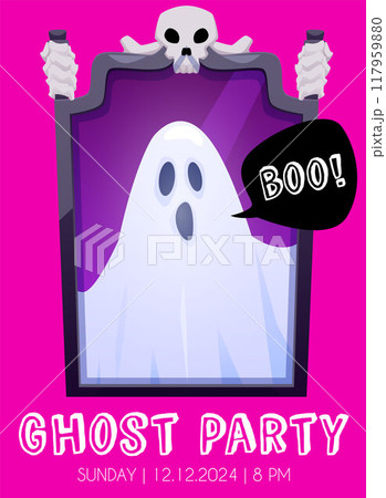 Ghost in the mirror screams boo. Halloween...のイラスト素材 [117959880] - PIXTA