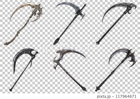 Six Ornate Scythes with Curved Blades and...のイラスト素材 [117964671] - PIXTA