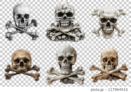 Six Skulls with Crossbones in Various Arrangementsのイラスト素材 [117964918 ...