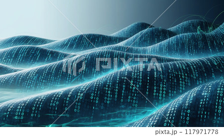 Simulation of flowing stream of binary code...のイラスト素材 [117971778] - PIXTA