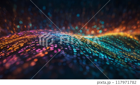 Simulation of flowing stream of binary code...のイラスト素材 [117971782] - PIXTA