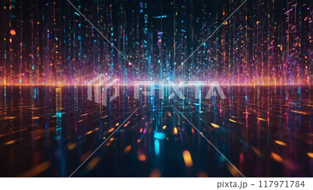 Simulation of flowing stream of binary code...のイラスト素材 [117971784] - PIXTA