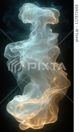 Abstract smoke forming a humanoid shape on...のイラスト素材 [117972608] - PIXTA