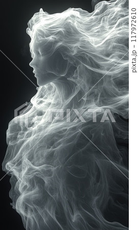 Abstract smoke forming a humanoid shape on...のイラスト素材 [117972610] - PIXTA