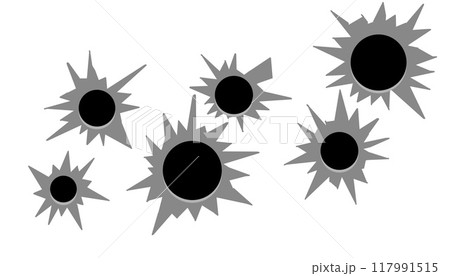 Bullet hole. gunshot hit in wall. Gun damage,...のイラスト素材 [117991515] - PIXTA