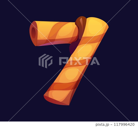 Cartoon number seven chocolate wafer stick....のイラスト素材 [117996420] - PIXTA