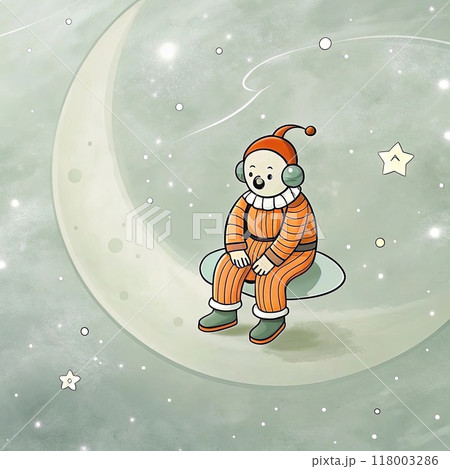 Space Clown on Tiny Moon: Pastel Digital...のイラスト素材 [118003286] - PIXTA